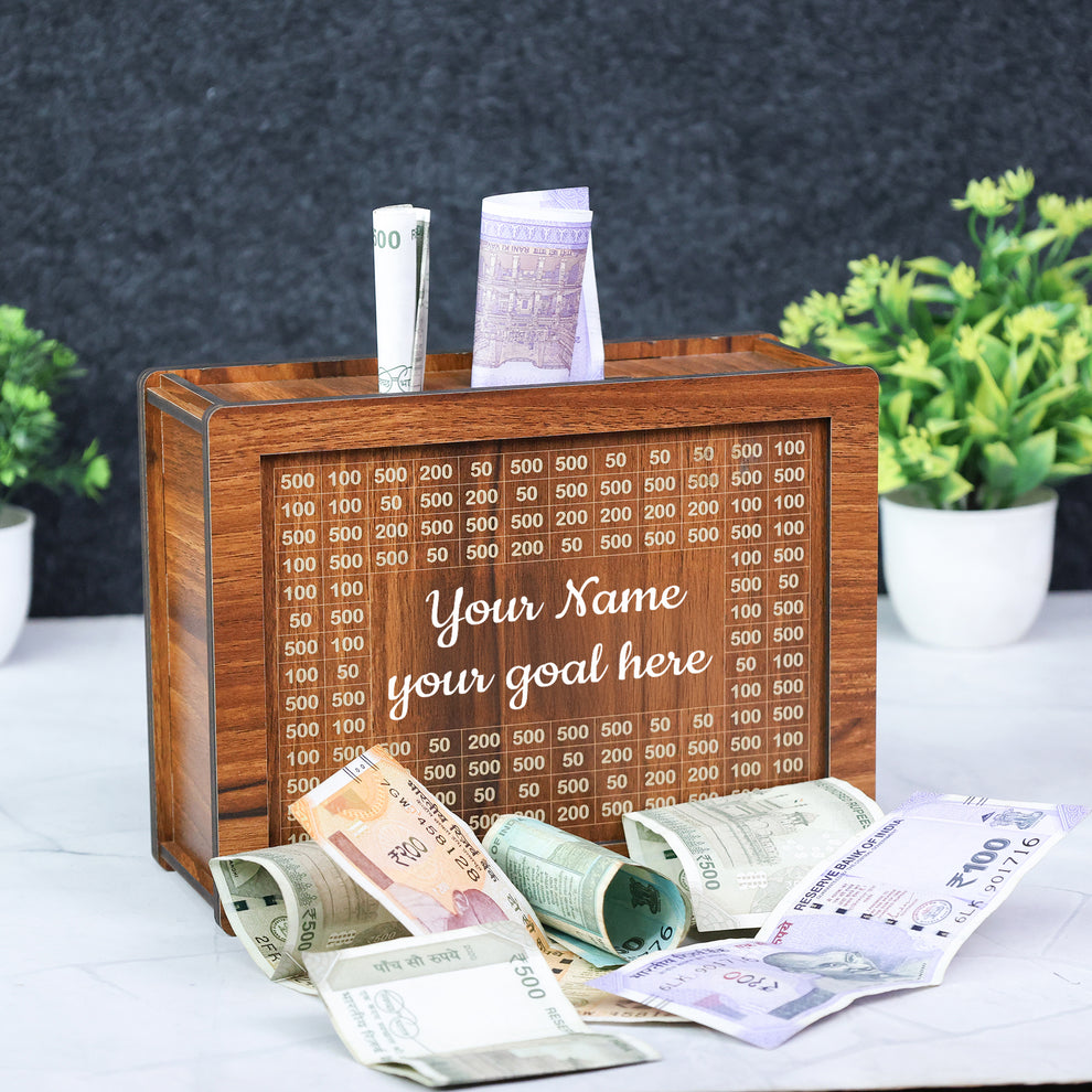 Personalized Wooden Savings Box - Custom Laser Engraved Money Box ...